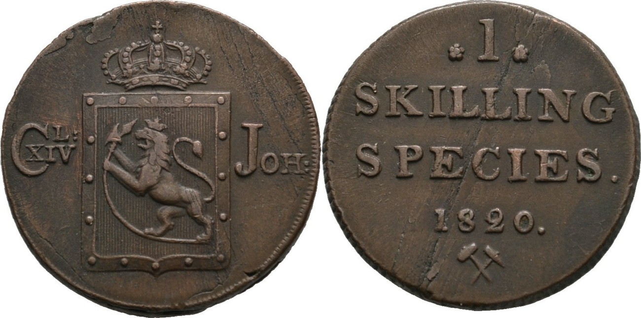 Norwegen Kongsberg Skilling 1820 Carl XIV. Johann, 1818-1844 kl ...