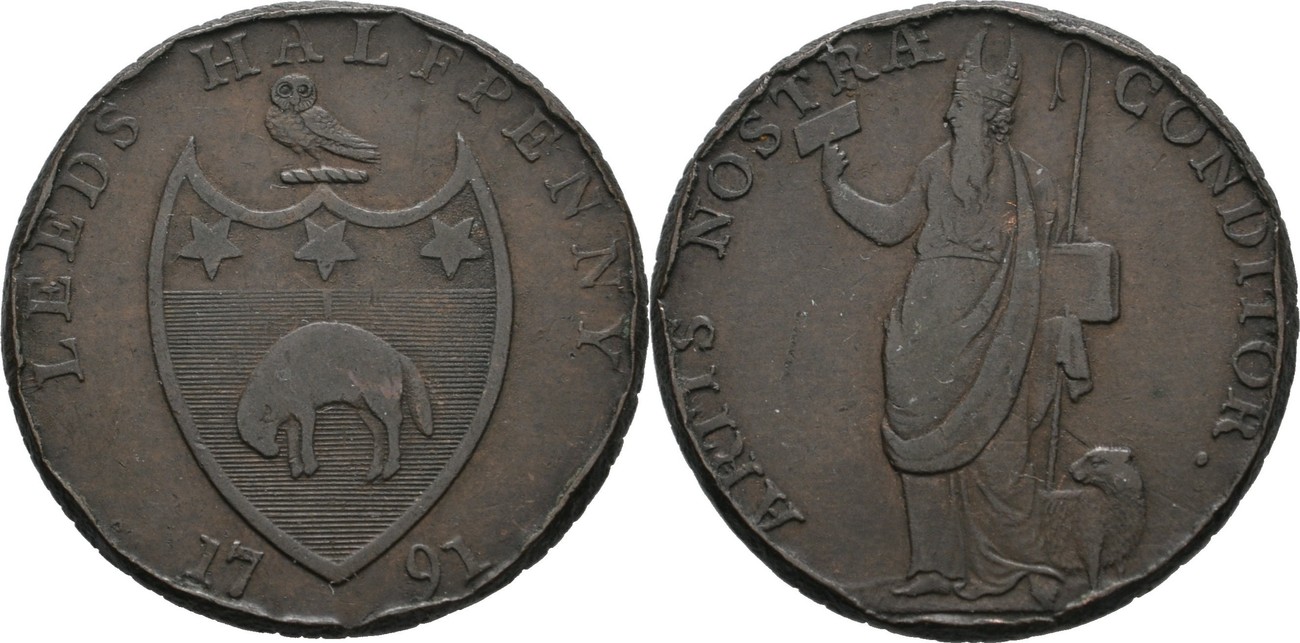 England Yorkshire Leeds 1/2 Penny Token 1791 Randfehler, ss | MA-Shops