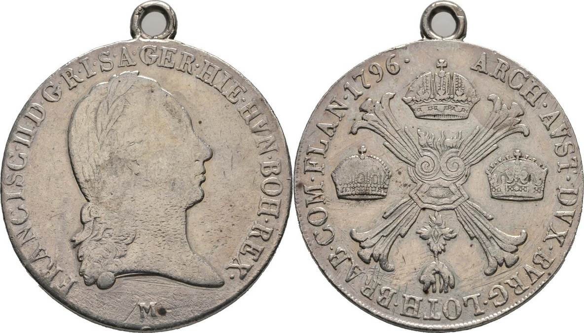 RDR Habsburg Milano Kronentaler 1796 Franz II./I., 1792-1835 geglättet, am Henkel, f.ss | MA-Shops