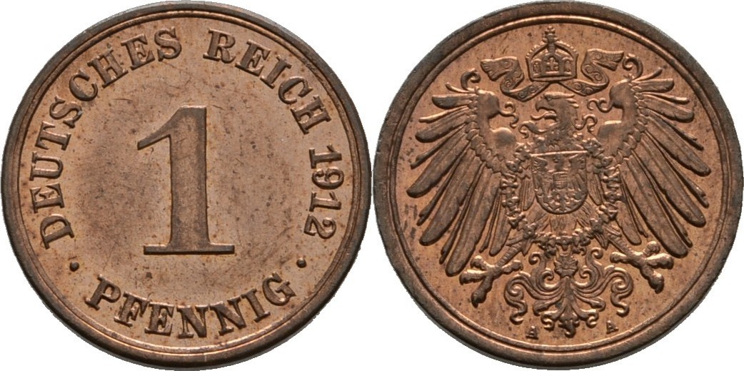 Deutsches Reich Pfennig 1912 A f. Stempelglanz | MA-Shops