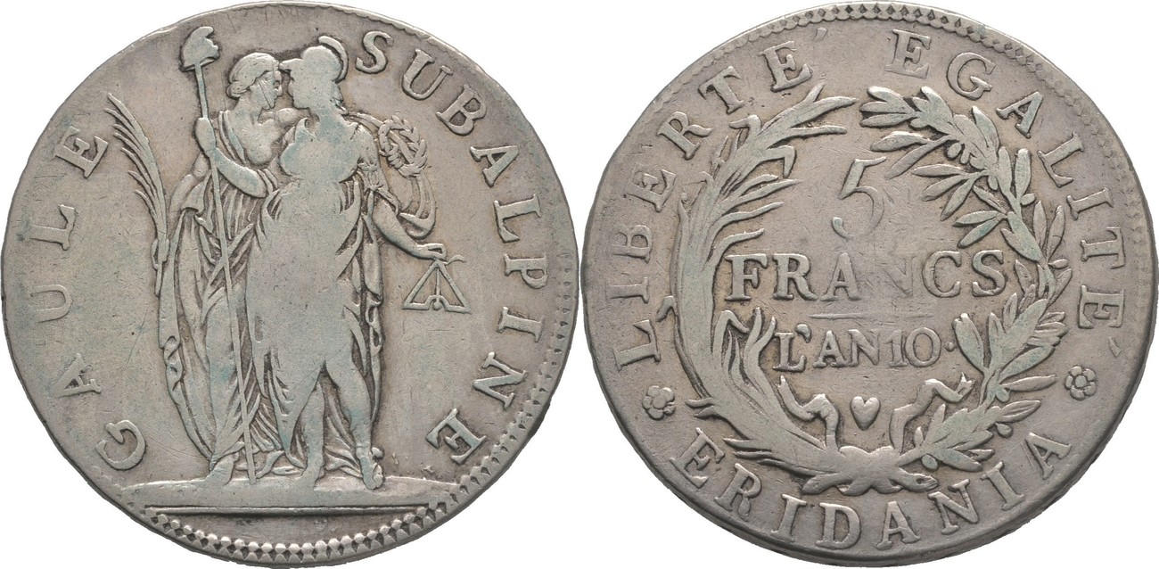 Italien Subalpine Republic 5 Francs 1802 ss | MA-Shops
