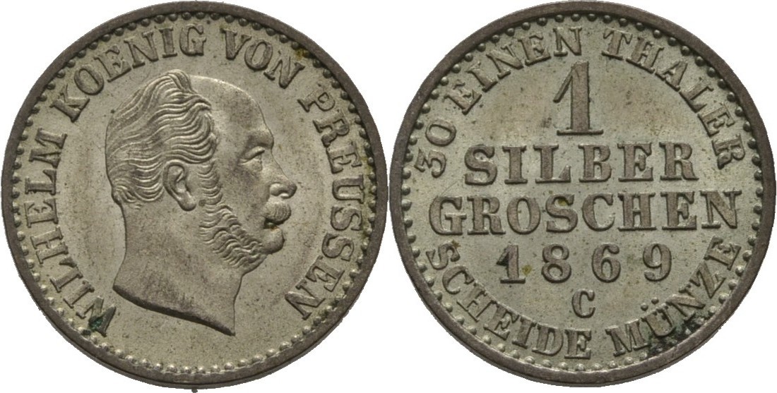 Preussen Frankfurt Silbergroschen 1869 Wilhelm I., 1861-1888 fast ...