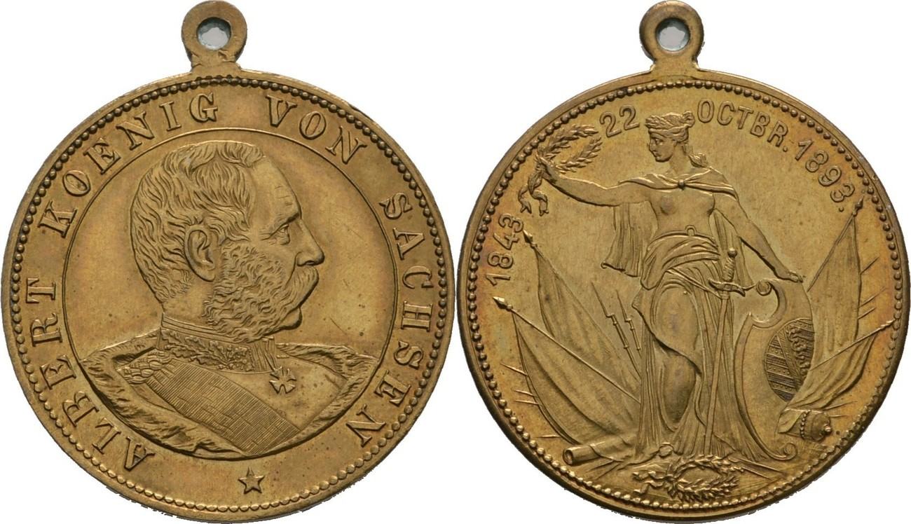 Sachsen Tragbare Medaille 1893 Albert, 1873-1902 winzige Kratzer, vz ...