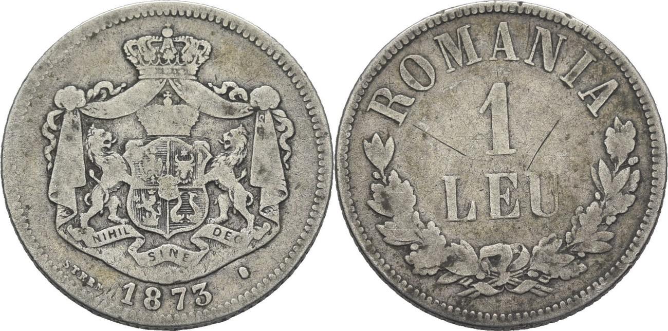 Romania Rumänien Leu 1873 Carol I., 1866-1914 Kratzer, f.ss | MA-Shops