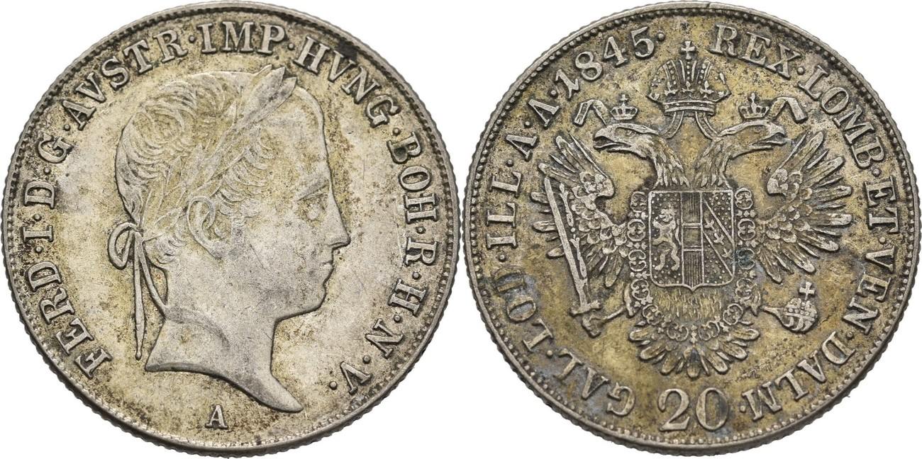 Österreich Habsburg Wien 20 Kreuzer 1845 Ferdinand I., 1835-1848 f.vz | MA-Shops