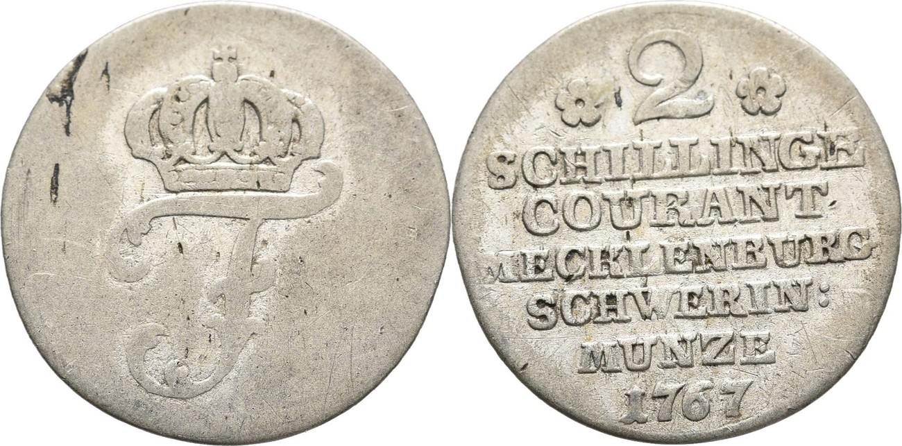 Mecklenburg Schwerin 2 Schillinge 1767 Friedrich, 1756-1785 f.ss | MA-Shops