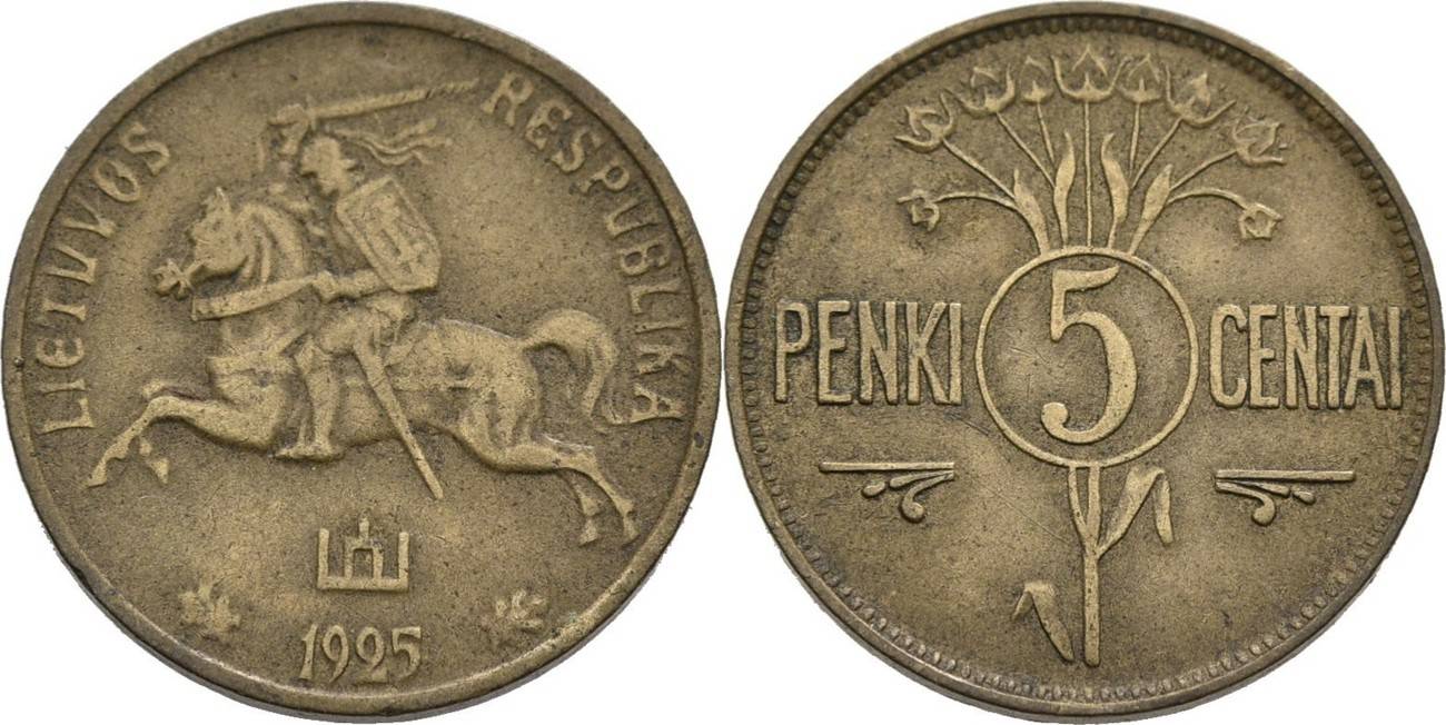 Litauen 5 Centai 1925 ss | MA-Shops