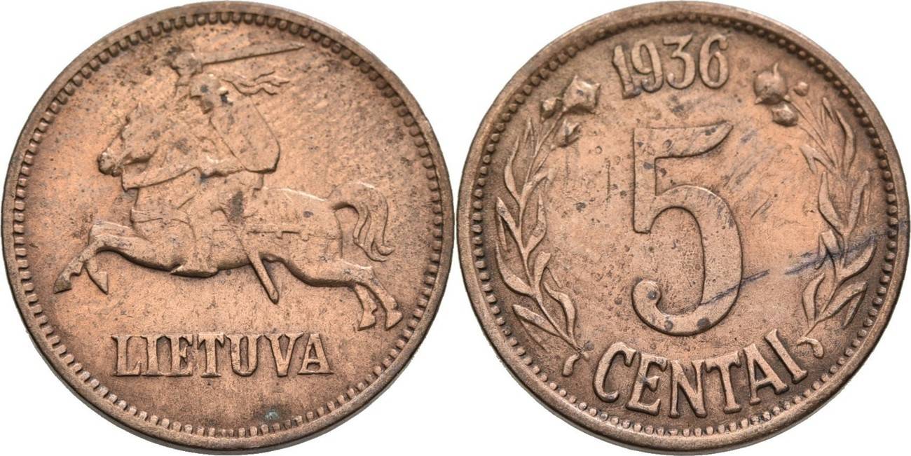 Litauen 5 Centai 1936 ss | MA-Shops