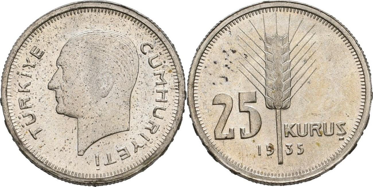Türkei 25 Kurus 1935 vz+ | MA-Shops