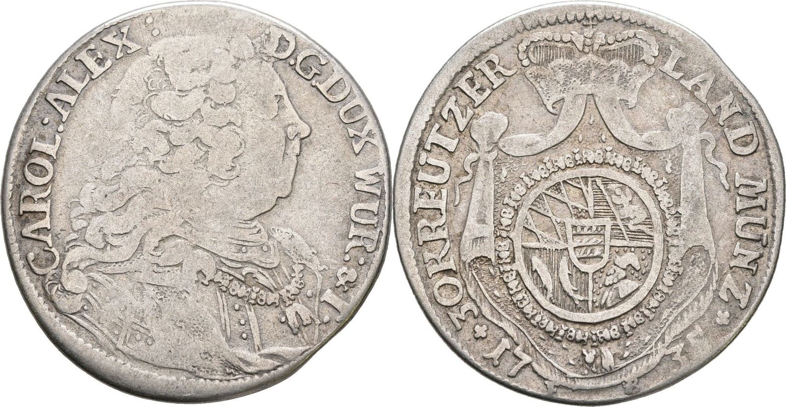 Württemberg 30 Kreuzer 1735 Carl Alexander, 1733-1737 f.ss | MA-Shops