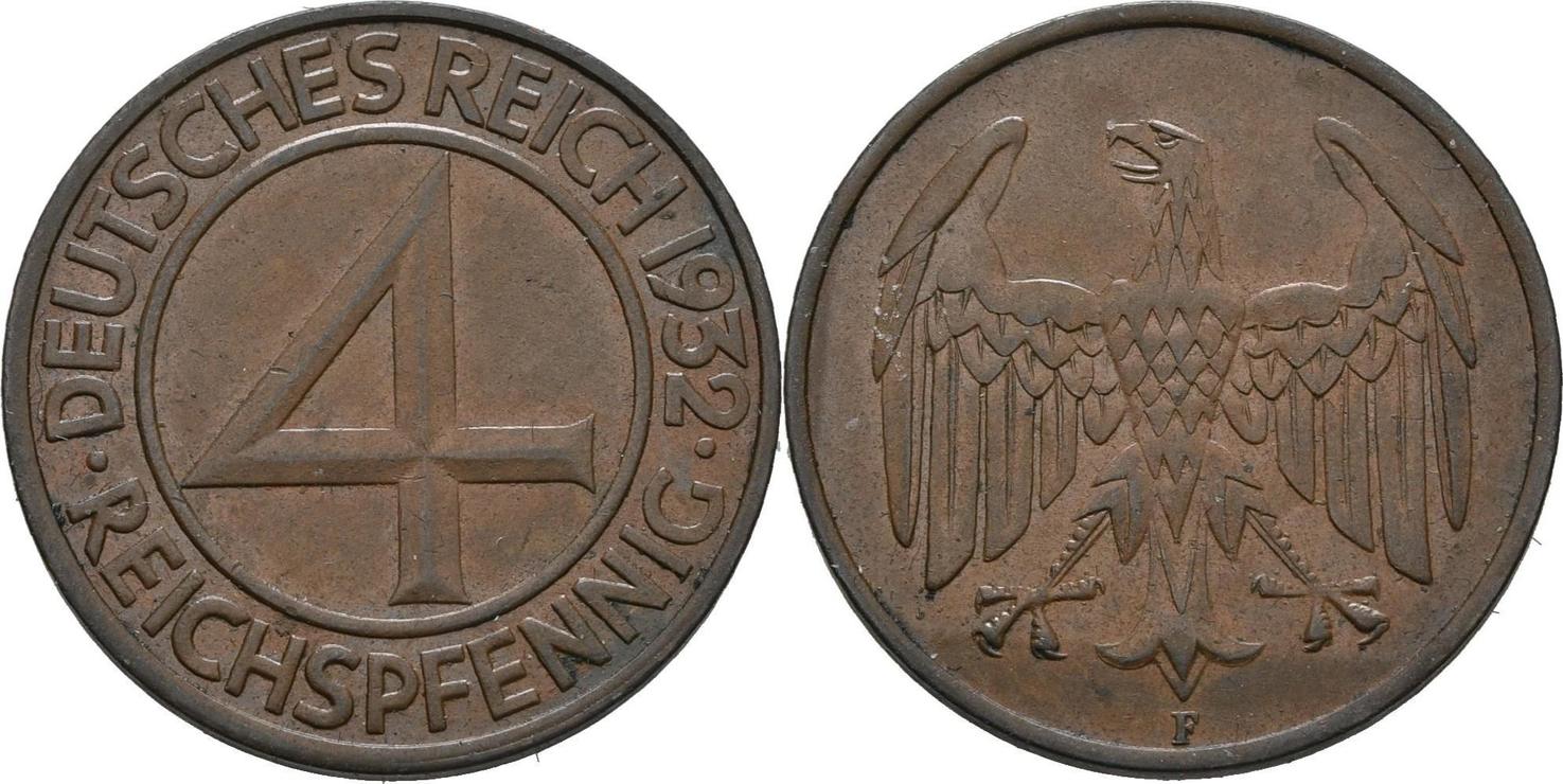 Deutsches Reich 4 Pfennig 1932 F ss+ | MA-Shops