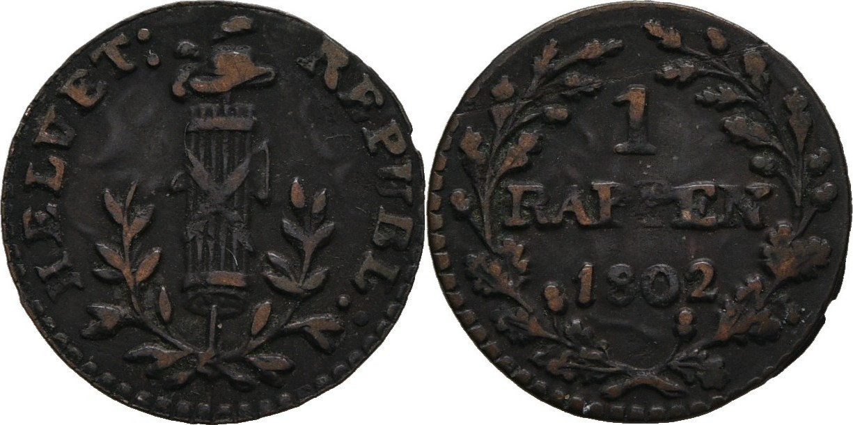 Schweiz Helvetische Republik Rappen 1802 ss | MA-Shops