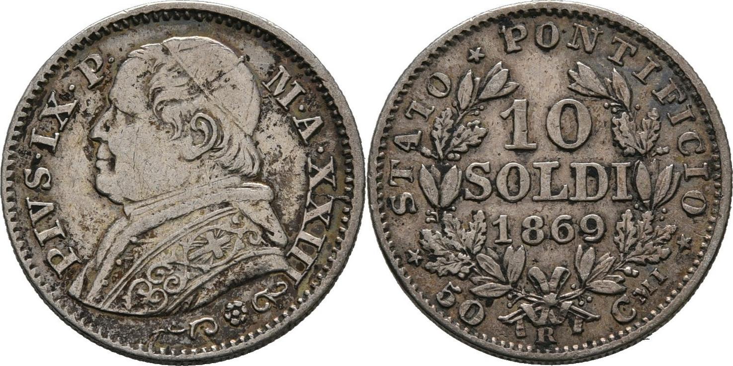 Vatikan Rom 10 Soldi 1869 Pius IX., 1846-1878 Kratzer, sonst ss | MA-Shops