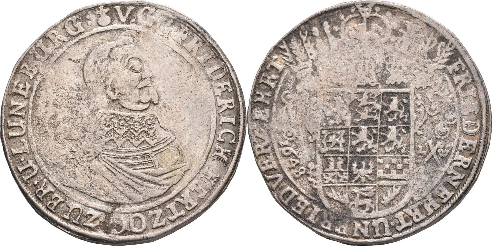 Braunschweig Lüneburg Celle Taler 1648 Friedrich, 1636-1648 Korrosion im Feld, ss | MA-Shops