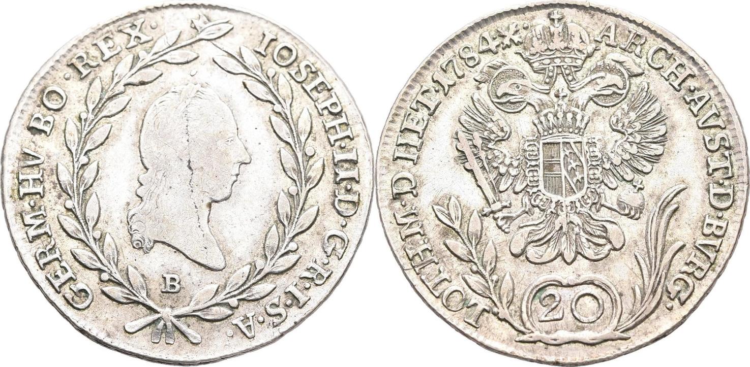RDR Ungarn Kremnitz 20 Kreuzer 1784 B Joseph II., 1765-1790 f.ss/ss | MA-Shops