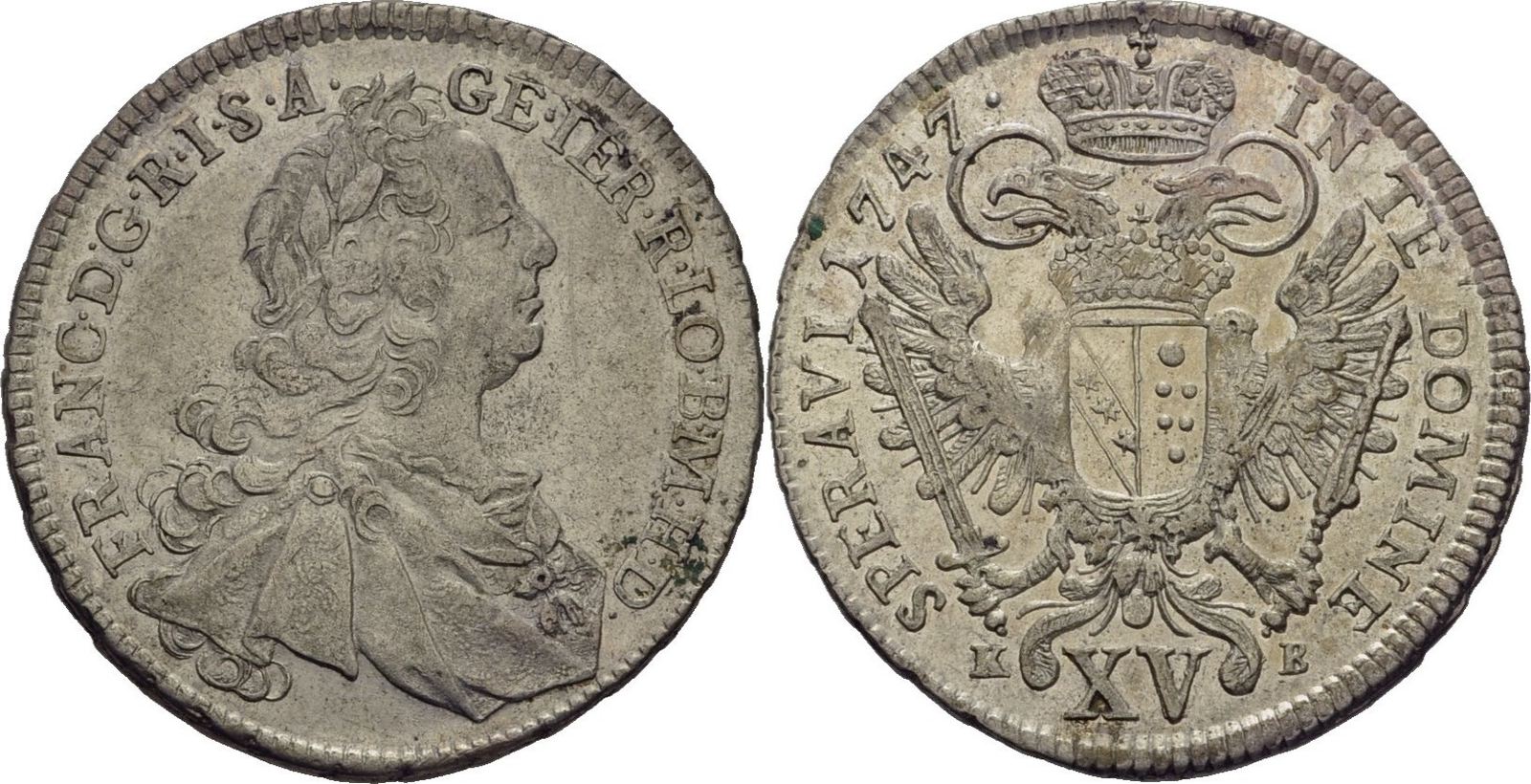 RDR Ungarn Kremnitz XV Kreuzer 1747 Franz I., 1745-1765 ss | MA-Shops