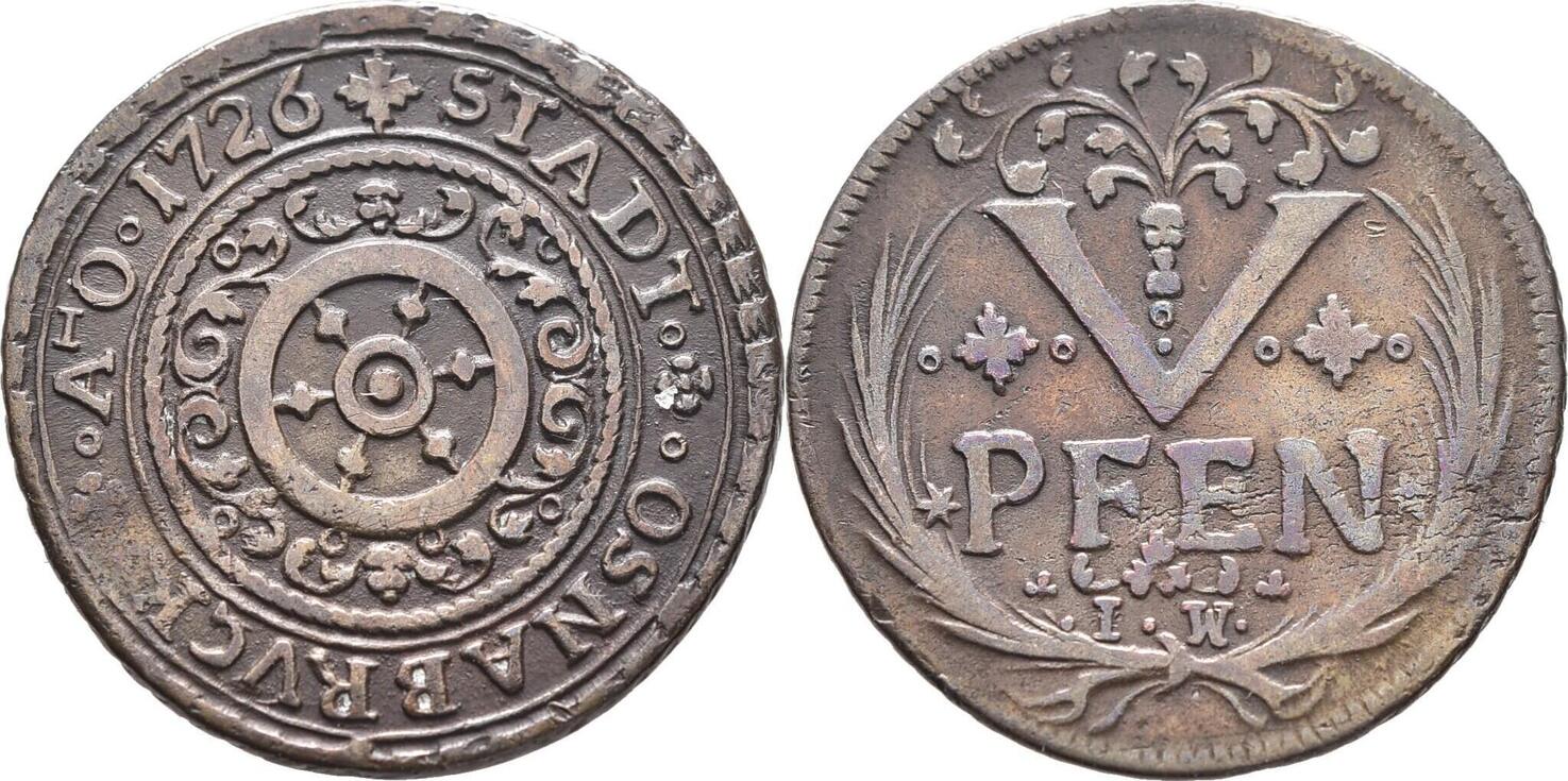 Osnabrück, Stadt V Pfennig 1726 ss | MA-Shops
