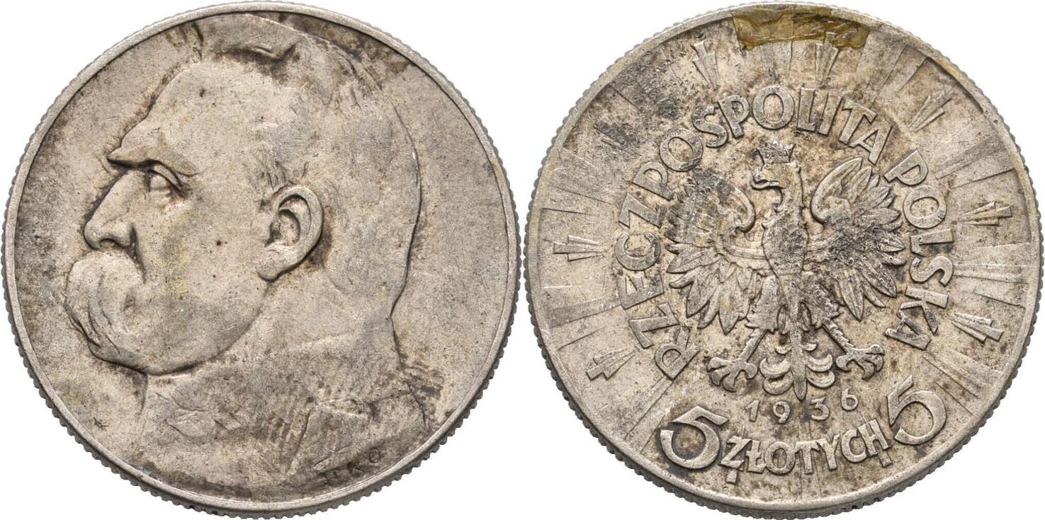 Polen 5 Zloty 1936 Pilsudski ss | MA-Shops