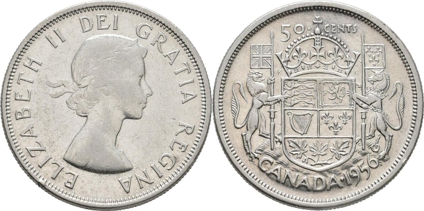 Canada 50 Cents 1956 Elizabeth II. Kratzer, ss | MA-Shops