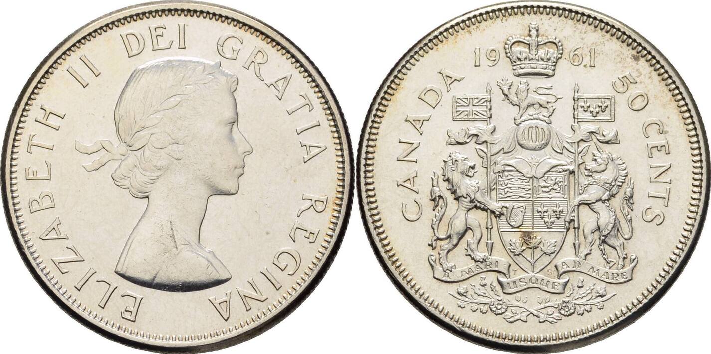 Canada 50 Cents 1961 Elizabeth II. kl. Kratzer, vz/prfr | MA-Shops