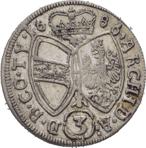 RDR Tirol Hall 3 Kreuzer 1686 Leopold I., 1657-1705 ss+ | MA-Shops