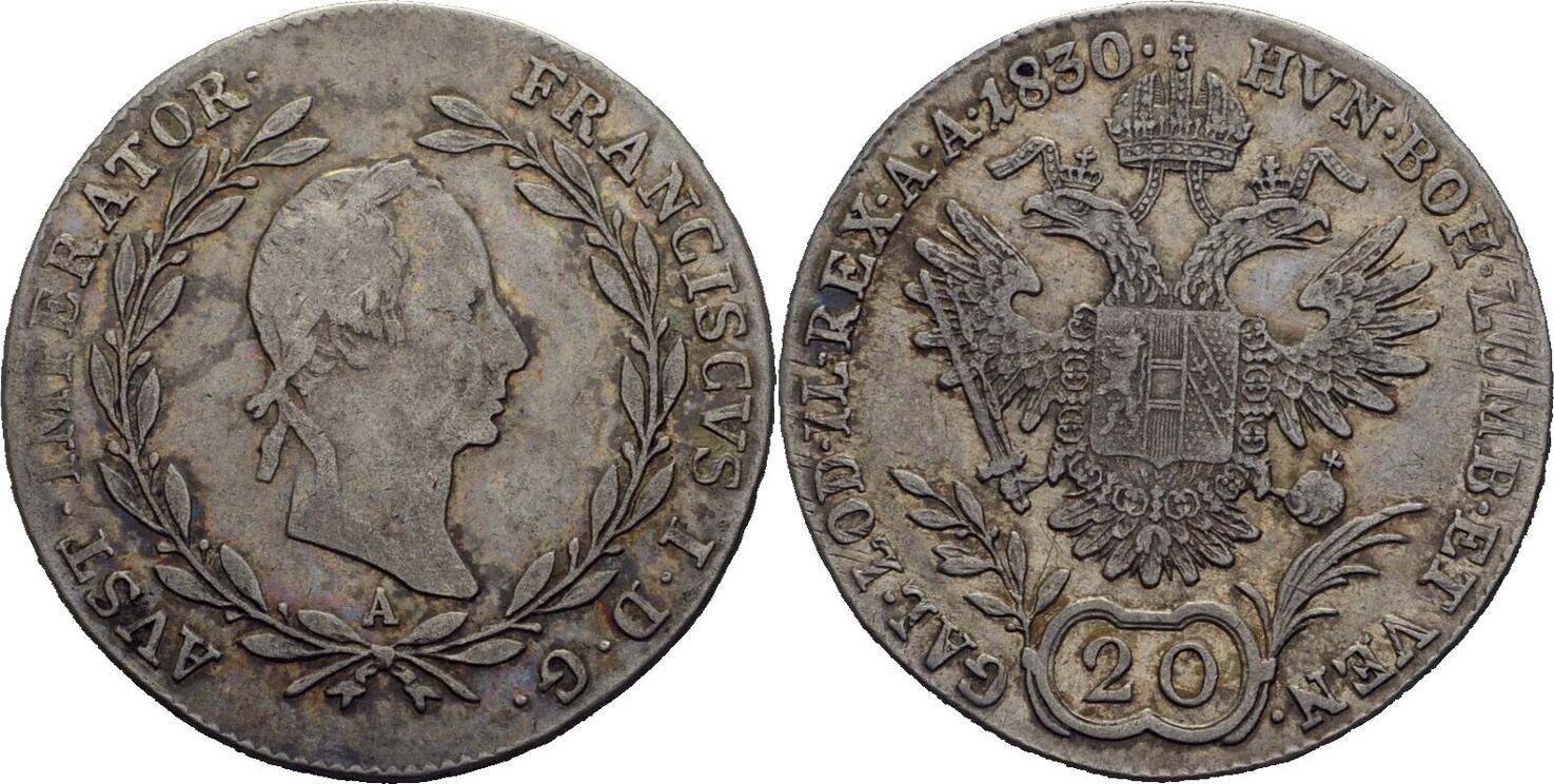 Österreich Habsburg Wien 20 Kreuzer 1830 Franz II. / I., 1792-1835. f.ss | MA-Shops