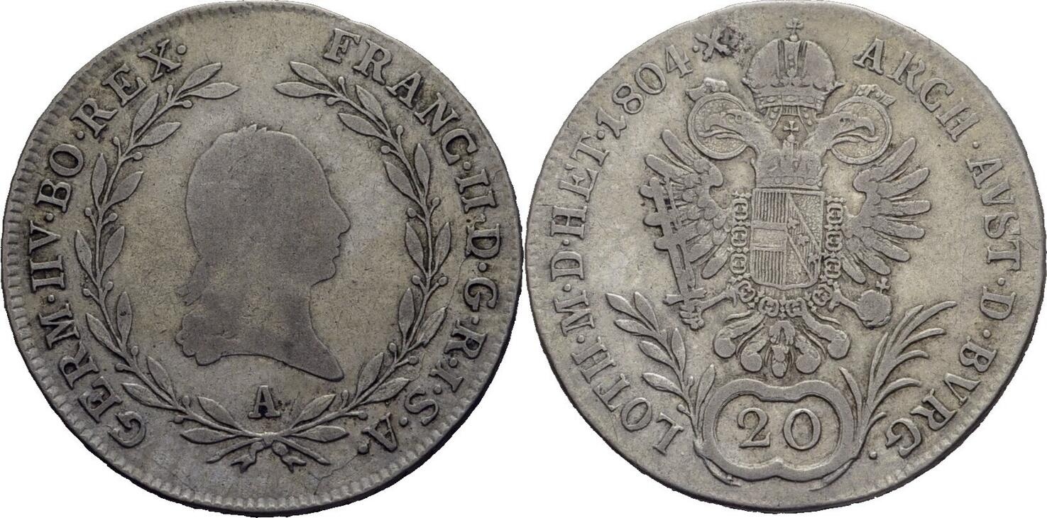 Österreich Habsburg Wien 20 Kreuzer 1804 Franz II. / I., 1792-1835. f.ss | MA-Shops
