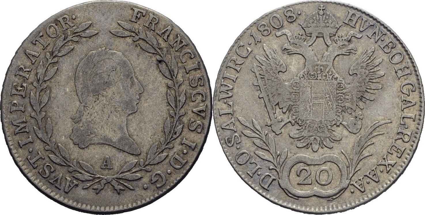Österreich Habsburg Wien 20 Kreuzer 1808 Franz II. / I., 1792-1835. f.ss | MA-Shops