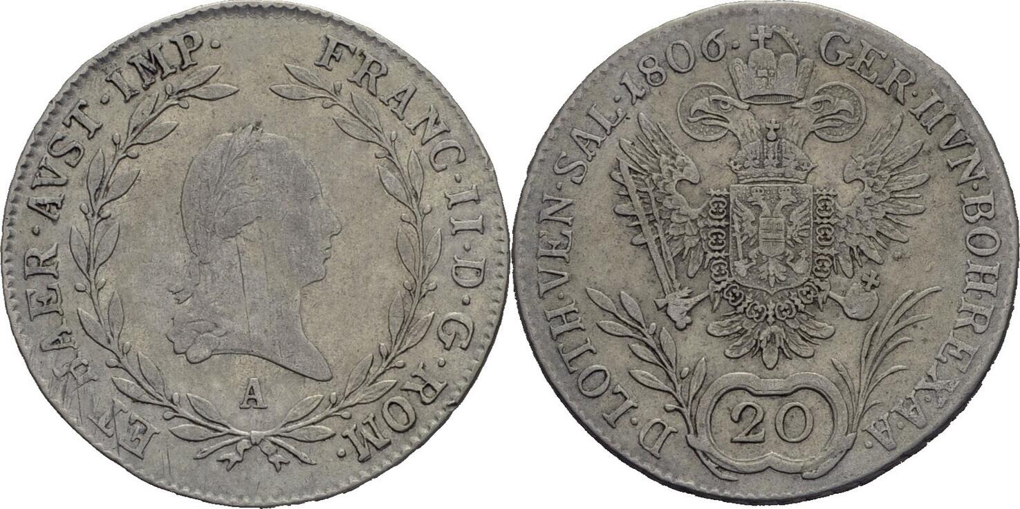 Österreich Habsburg Wien 20 Kreuzer 1806 Franz II. / I., 1792-1835. f.ss | MA-Shops