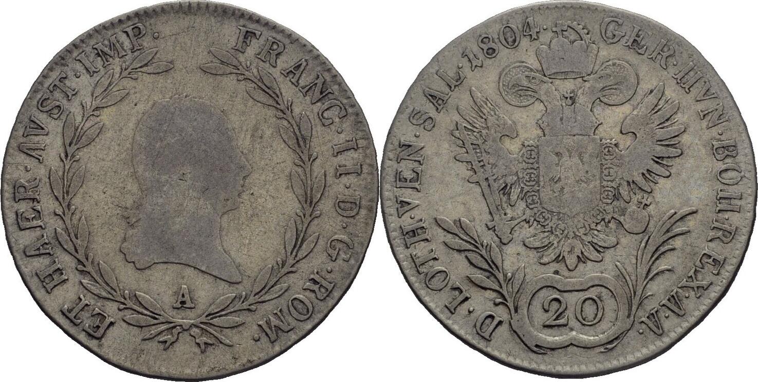 Österreich Habsburg Wien 20 Kreuzer 1804 Franz II. / I., 1792-1835. f.ss | MA-Shops