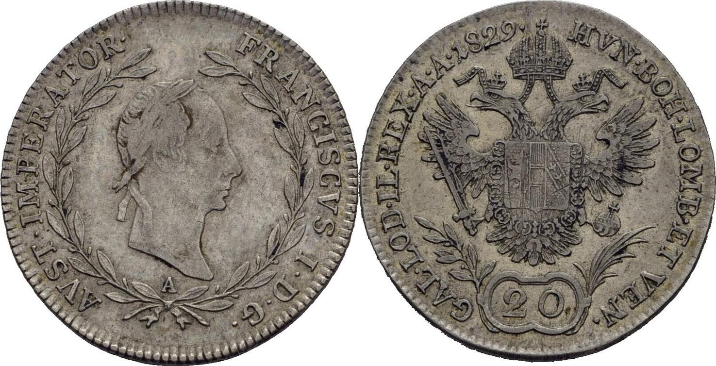 Österreich Habsburg Wien 20 Kreuzer 1829 Franz II. / I., 1792-1835. ss | MA-Shops
