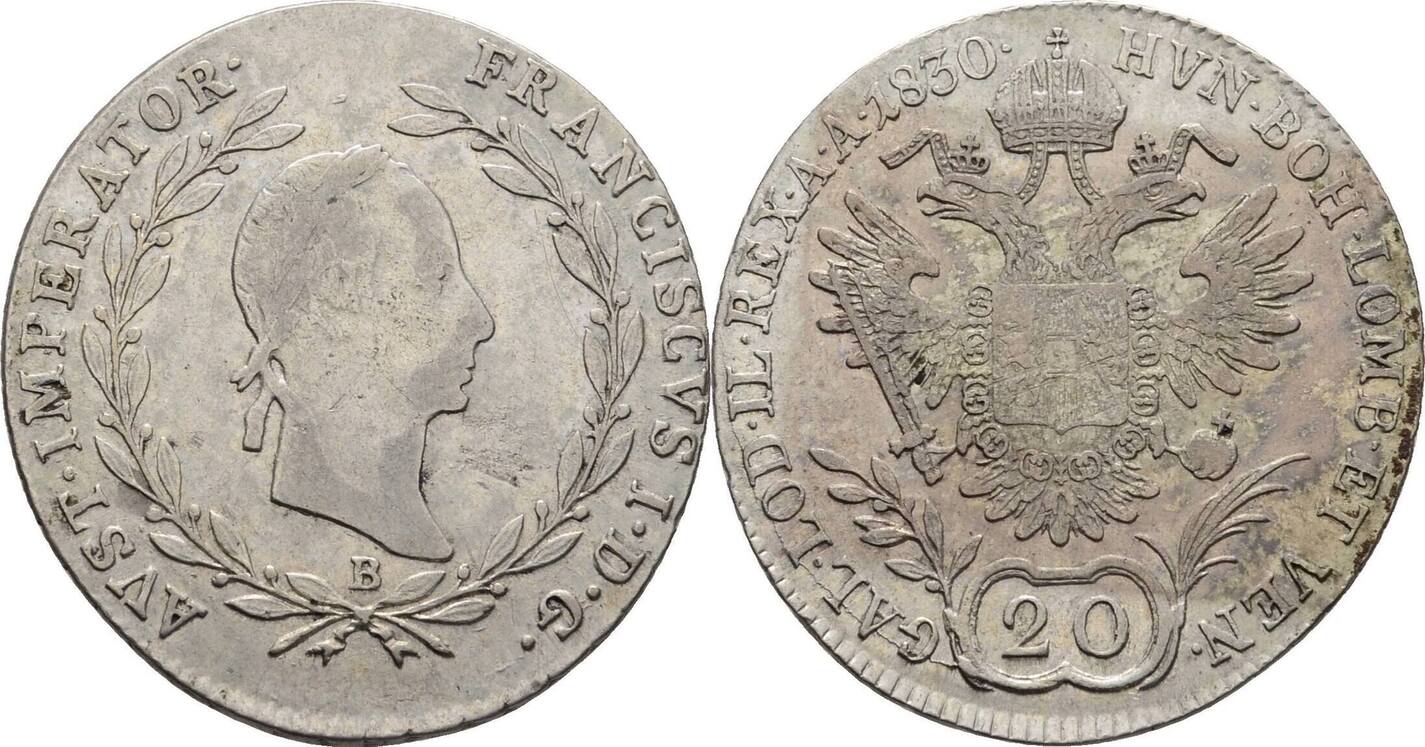 RDR Ungarn Kremnitz 20 Kreuzer 1830 Franz II. / I., 1792-1835. f.ss | MA-Shops