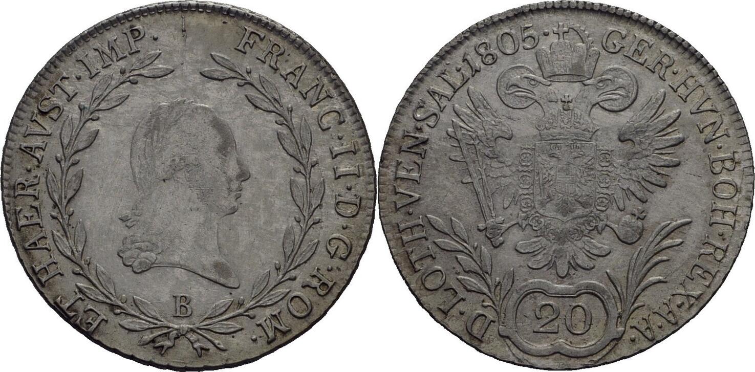 RDR Ungarn Kremnitz 20 Kreuzer 1805 Franz II. / I., 1792-1835. ss | MA-Shops