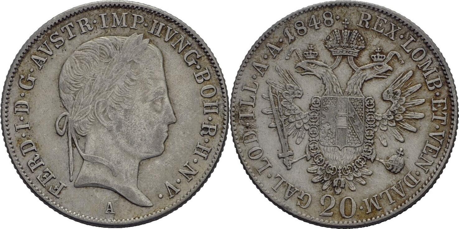 Österreich Habsburg Wien 20 Kreuzer 1848 Ferdinand I., 1835-1848. ss | MA-Shops