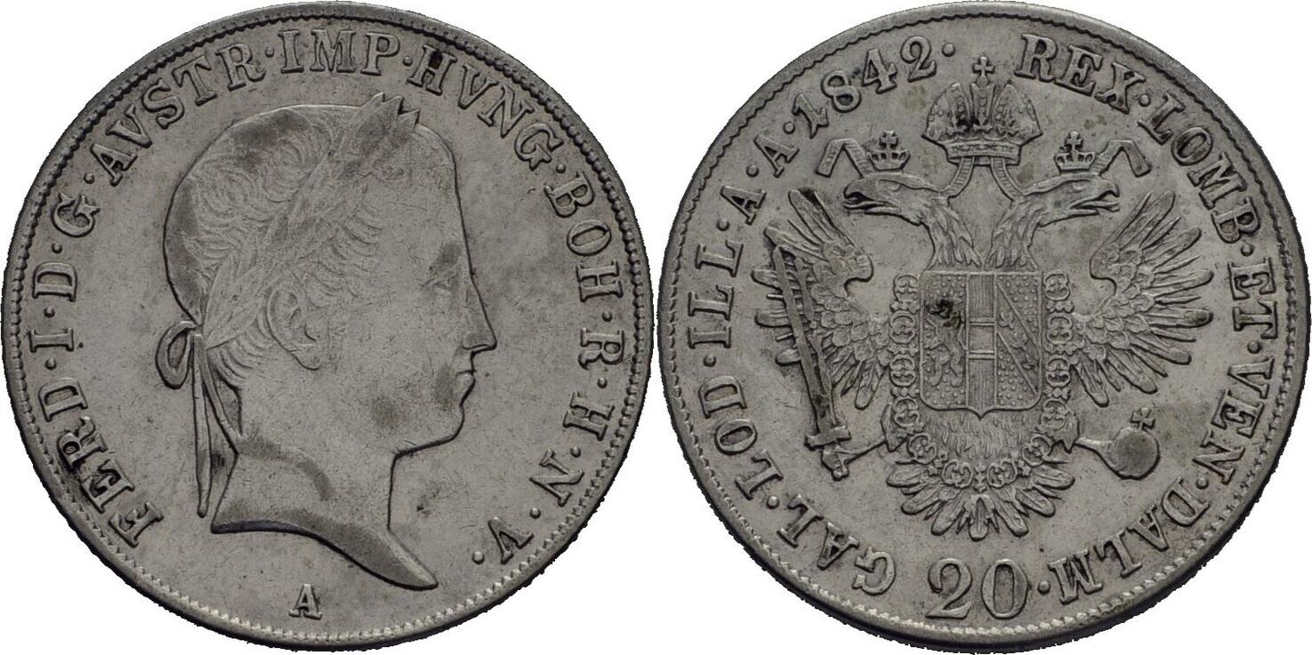 Österreich Habsburg Wien 20 Kreuzer 1842 Ferdinand I., 1835-1848. f.ss | MA-Shops