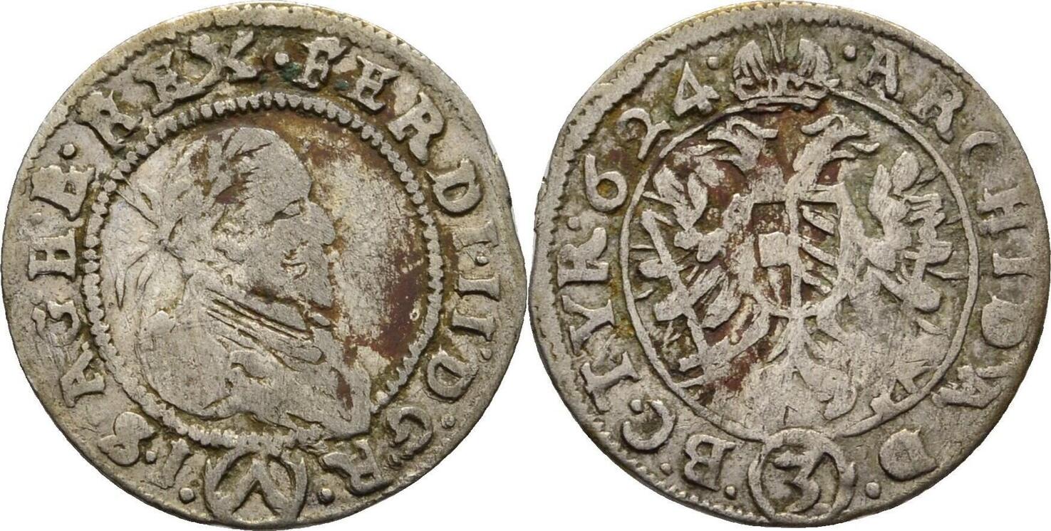 RDR Österreich Wien 3 Kreuzer 1624 Ferdinand II., 1619-1637 ss | MA-Shops