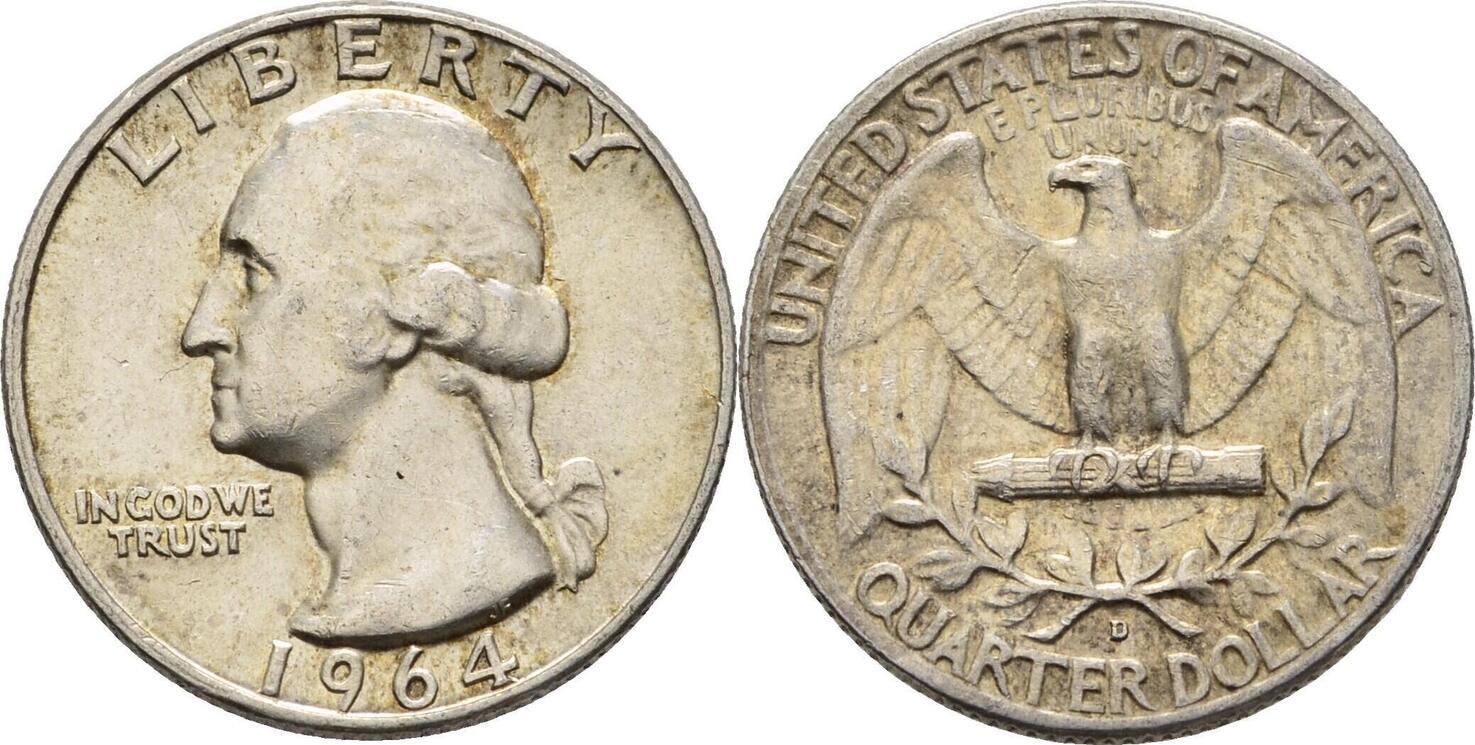 USA Quarter Dollar 1964 D ss+ | MA-Shops