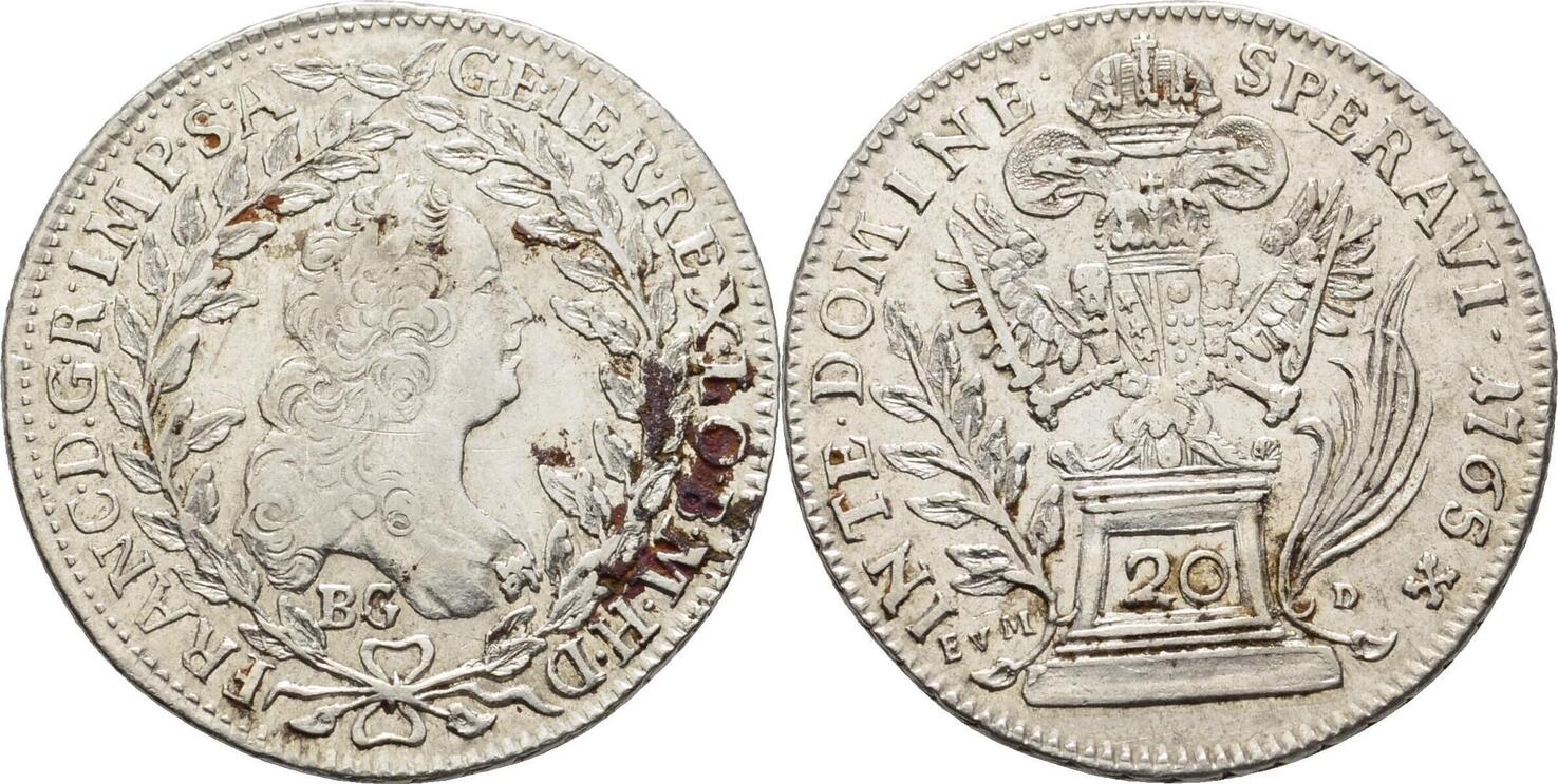 RDR Ungarn Kremnitz 20 Kreuzer 1765 Franz I. (1745-1765) ss | MA-Shops