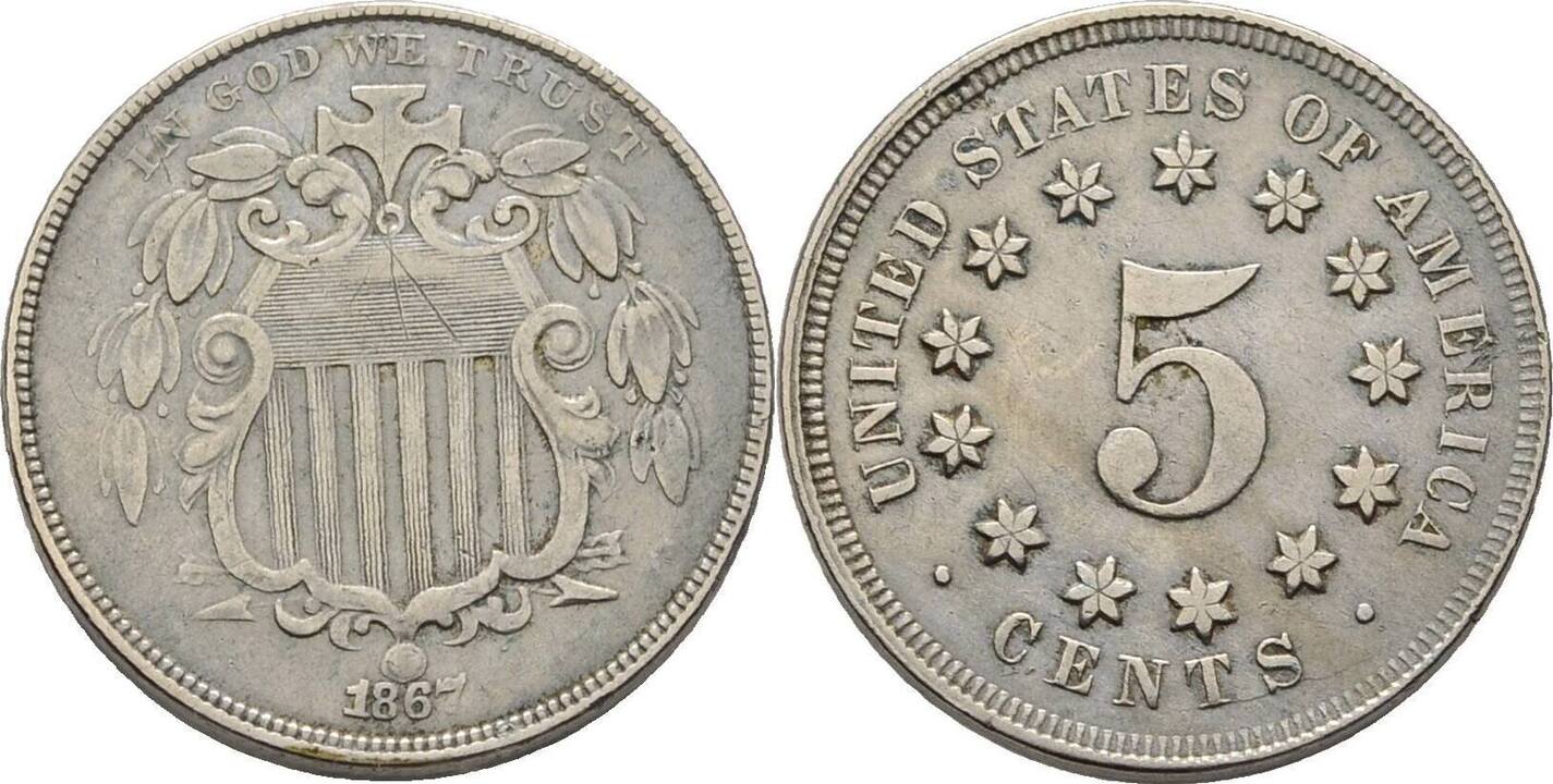 USA 5 Cents 1867 ss | MA-Shops