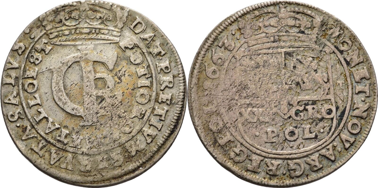Polen Bromberg o. Krakau 30 Gröscher 1663 Johann II. Kasimir 1648-1668 ...