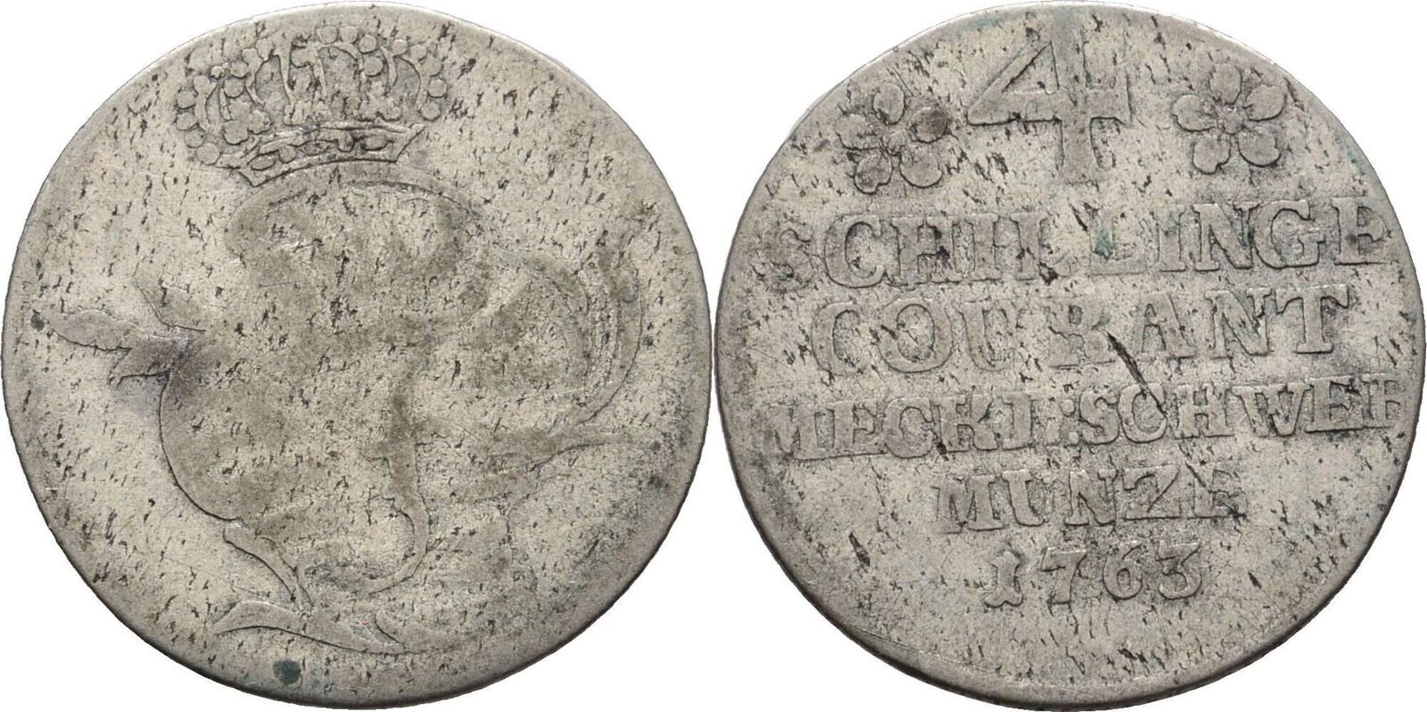 Mecklenburg Schwerin 4 Schilling 1763 Friedrich, 1756-1785 ss | MA-Shops