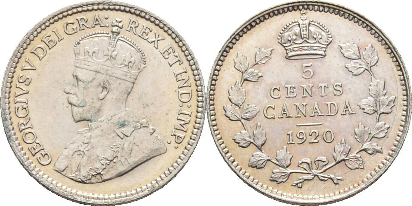 Kanada 5 Cents 1920 Georg V 1910 1936 Ss MA Shops kanada-5-cents-1920-georg-v-1910-1936-ss-ma-shops
