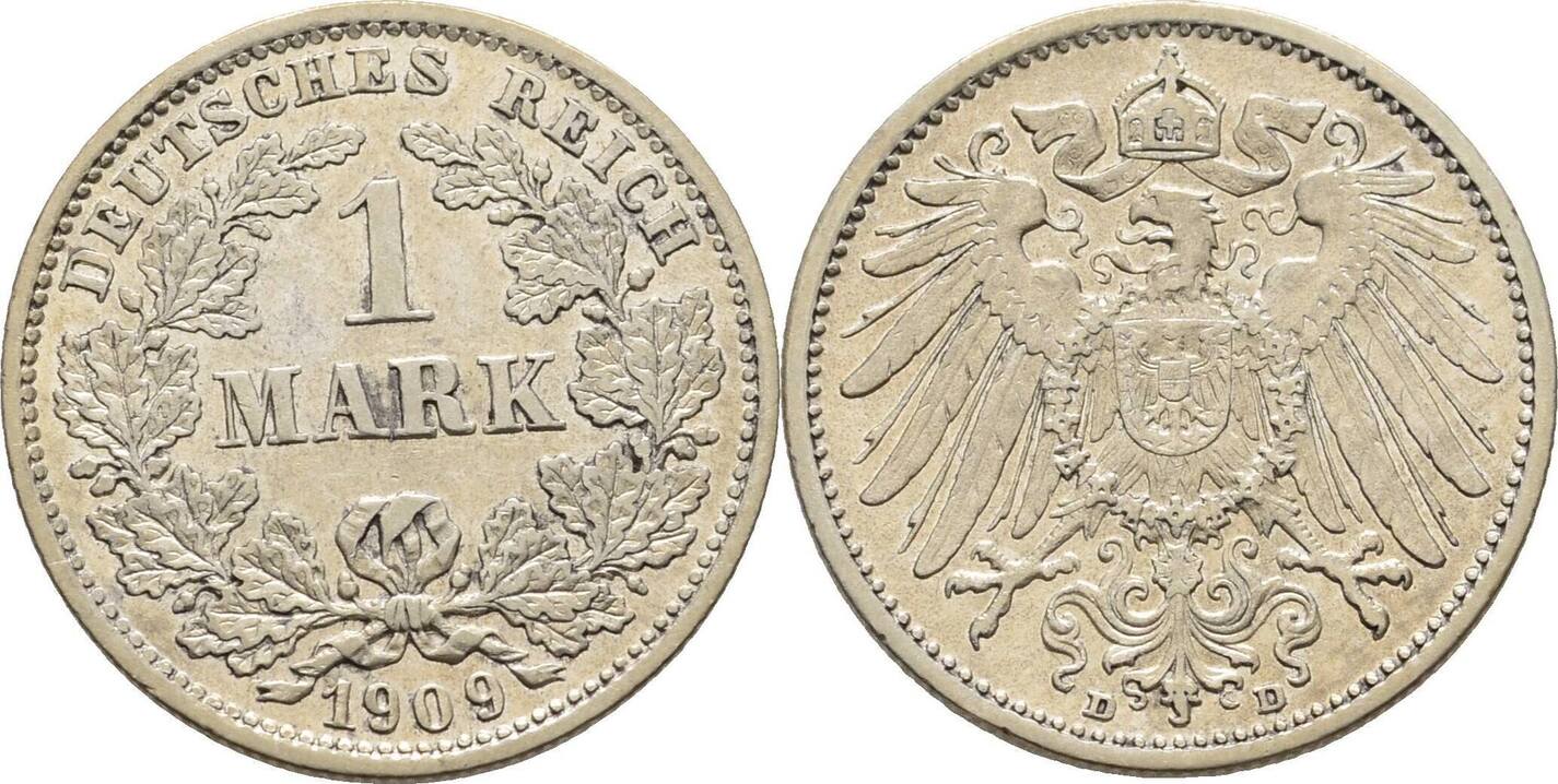 Deutsches Reich 1 Mark 1909 D ss | MA-Shops