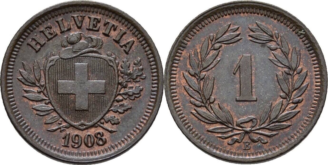 Schweiz 1 Rappen 1908 vz+ | MA-Shops