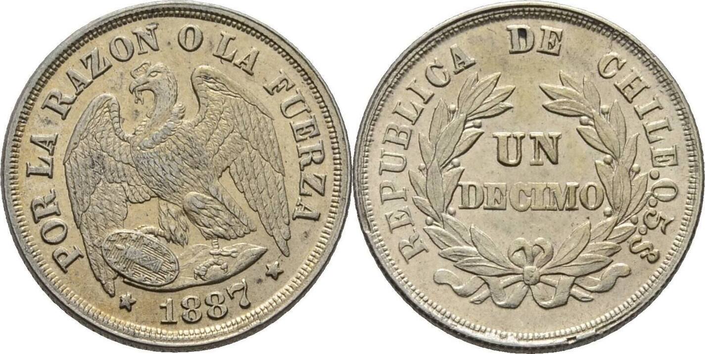 Chile Un Decimo 1887 vz+ | MA-Shops