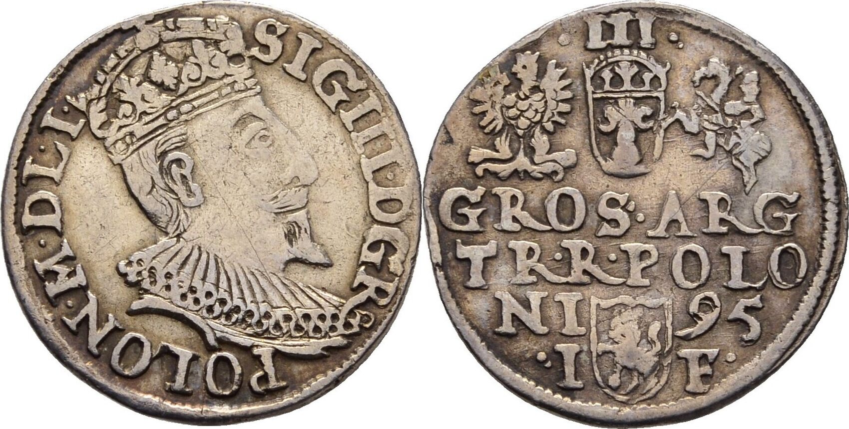 Polen Olkusz Dreigröscher Trojak 1595 Sigismund III. 1587-1632 ss | MA ...