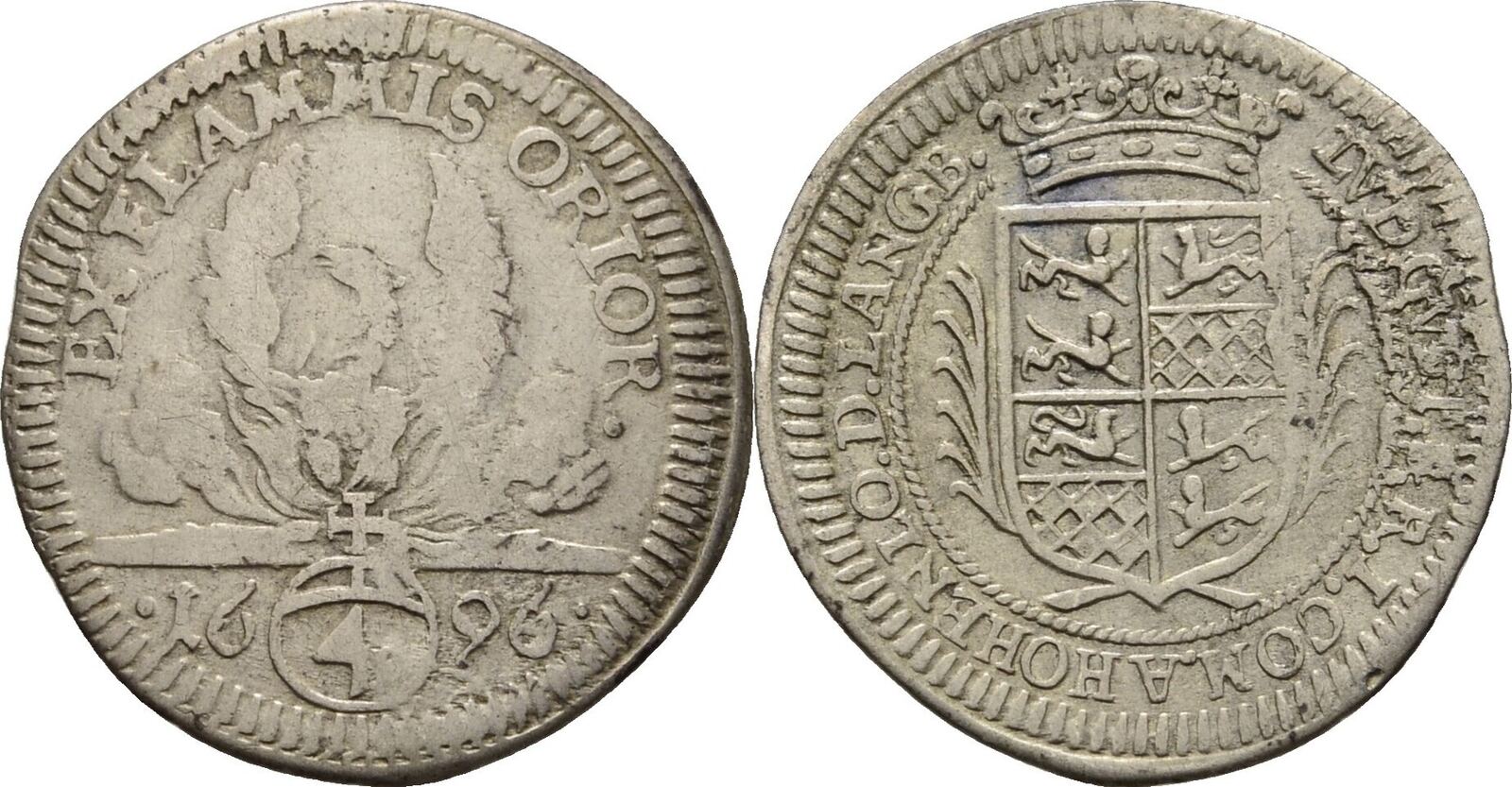 Hohenlohe Waldenburg Schillingsfürst 4 Kreuzer 1696 Ludwig Gustav, 1656 ...