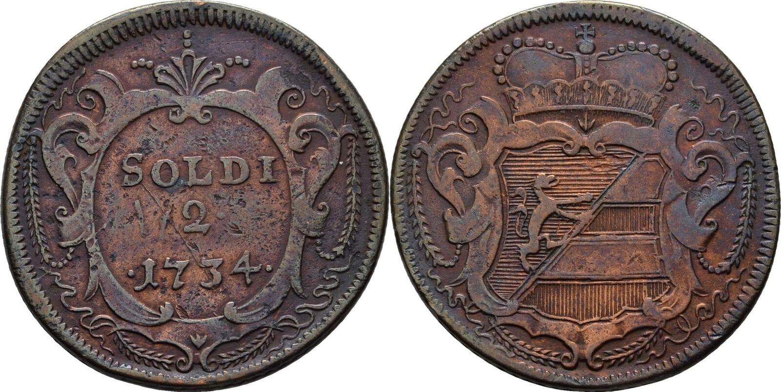 RDR Trentino Görz 2 Soldi 1734 Karl VI., 1711-1740 ss | MA-Shops