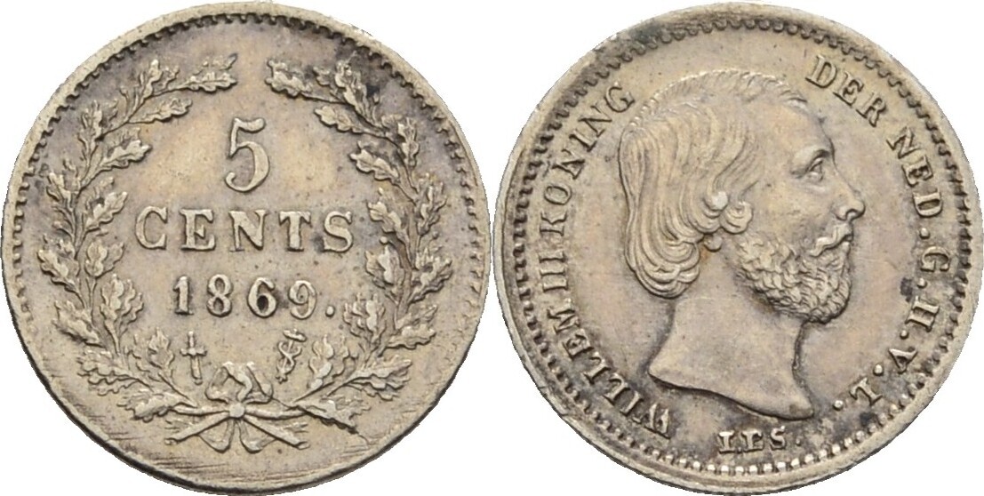 Niederlande 5 Cents 1869 Wilhelm III., 1849-1890 ss | MA-Shops
