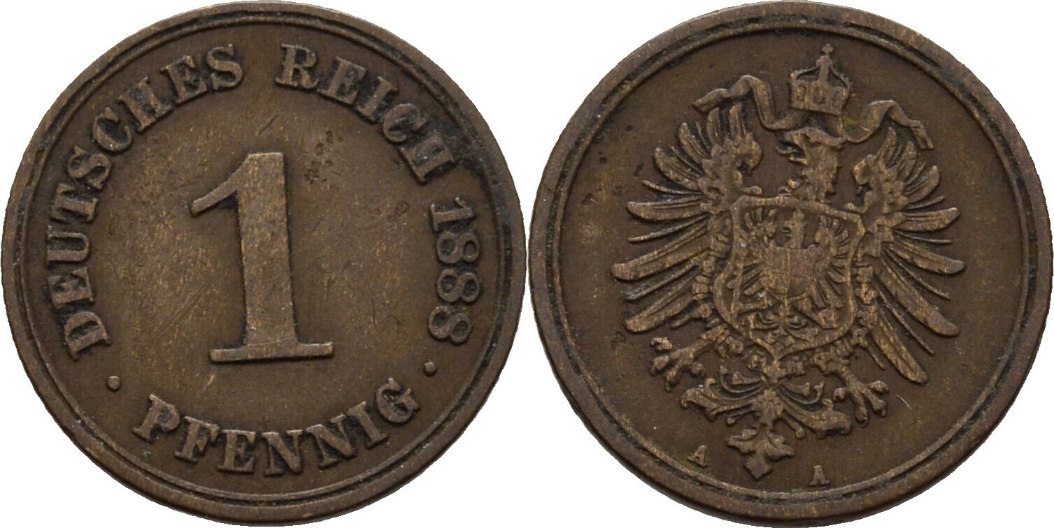 Deutsches Reich 1 Pfennig 1888 A ss | MA-Shops